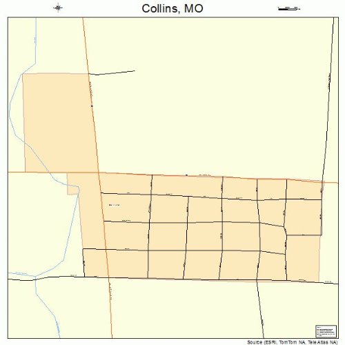Large Street & Road Map of Collins, Missouri MO - Printed poster size ...