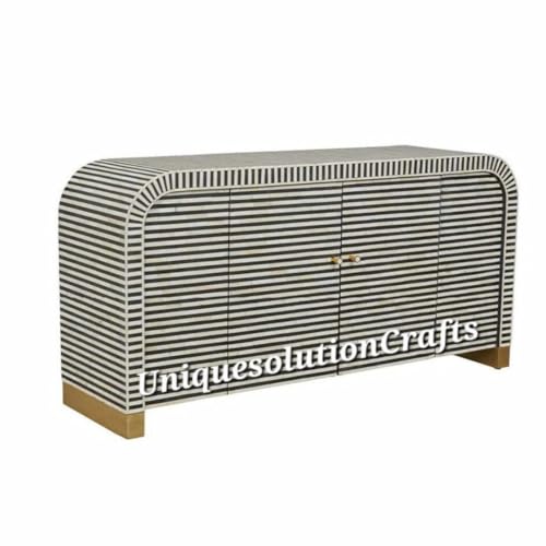 Amazon.com: Bone Inlay Waterfall Buffet Table Grey,Bone Inlay Sideboard ...