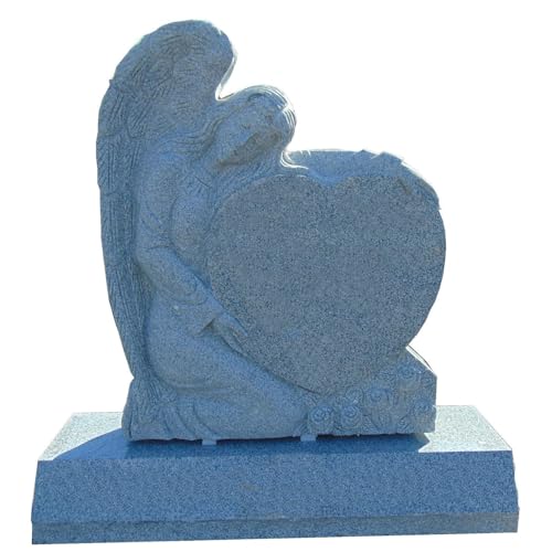 Amazon.com: Headstone cemetery angel heart monument- large gray granite ...