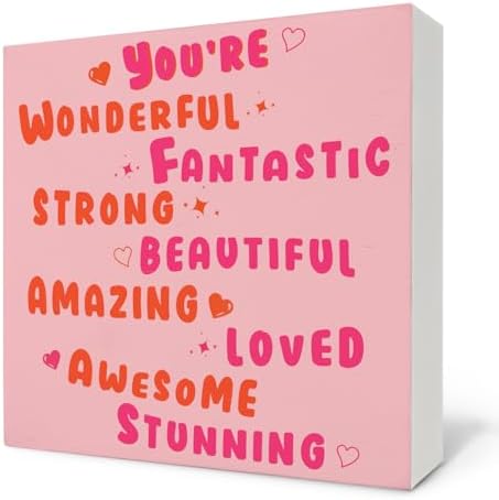 Amazon.com: Nvotell Pink Preppy Wooden Sign, Funky 70s You're Amazing ...