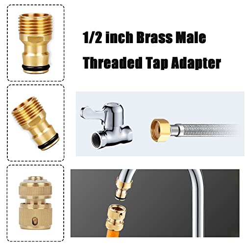 ATBEAMEN 3 pack Garden Hose Connector for Shower Hose, 1/2 inch Brass ...