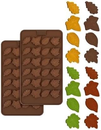 Amazon.com: 2Pcs Brown Leaf Candy Mold Maple Leaf Silicone Mold for ...