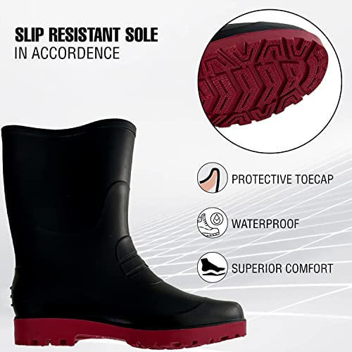 Buy LADWA Men's Gum Boot Risk Safety Shoes with Mid Ankle Black ...