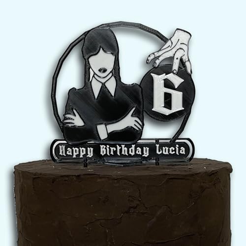 Personalised Wednesday Cake Topper, 18 cm, Biodegradable PLA : Amazon ...