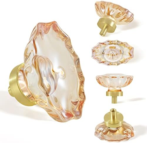 CLCTK 8 Pack Champagne Crystal Cabinet Knobs, Gold Cabinet Knobs Glass ...