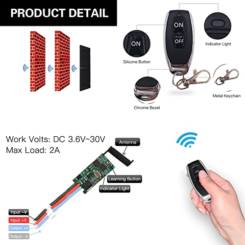 DieseRC DC 3.6V 5V 12V 24V 30V Wireless Remote Control Module 2A 1 ...