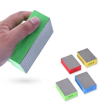 WEILAILANTIAN 4Pcs Diamond Hand Polishing Pads, Grit Diamond Sanding ...