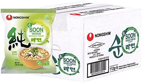 Nong Shim Soon Veggie Ramyun Ramen Nongshim Noodles Soup 112g (Box of 6 ...