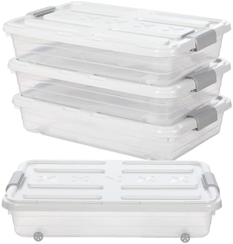Amazon.com - Sterilite 4-Pack Plastic Underbed Storage Box w/ Lid ...