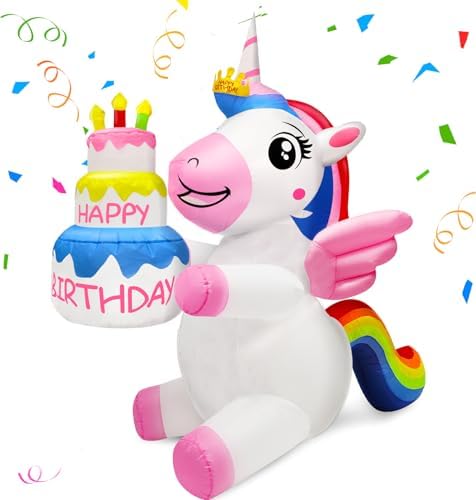 Amazon.com: 6 Ft Inflatable Happy Birthday Cake Decorations Outdoor Lighted Blow Up Holiday ...