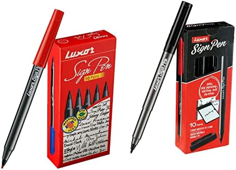 Luxor Sign Pens, Red - Pack of 10 Sign Pen (New) Black (10's Box ...