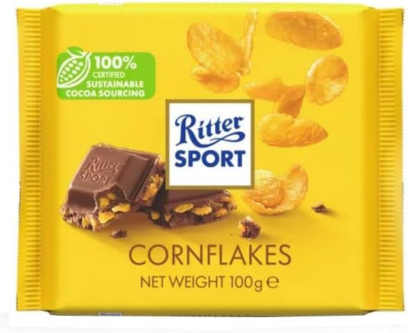 Amazon.com: Ritter Sport Milk Chocolate with Cornflakes (Knusperflakes ...