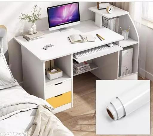 SUPERFAB™ Glossy White Peel and Stick Self Adhesive Office Table ...