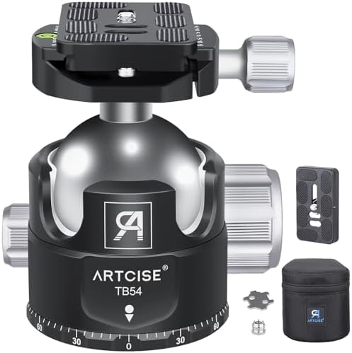 Amazon.com : 54mm Ball Low Profile Tripod Head with 2 Arca Swiss Quick ...