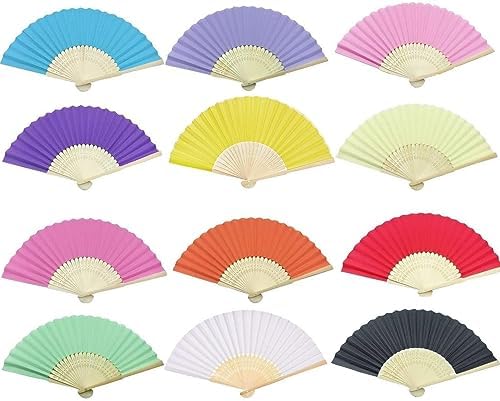 12pcs Handheld Fan Folding, Foldable Hand Fan, Paper Hand Fan for DIY ...