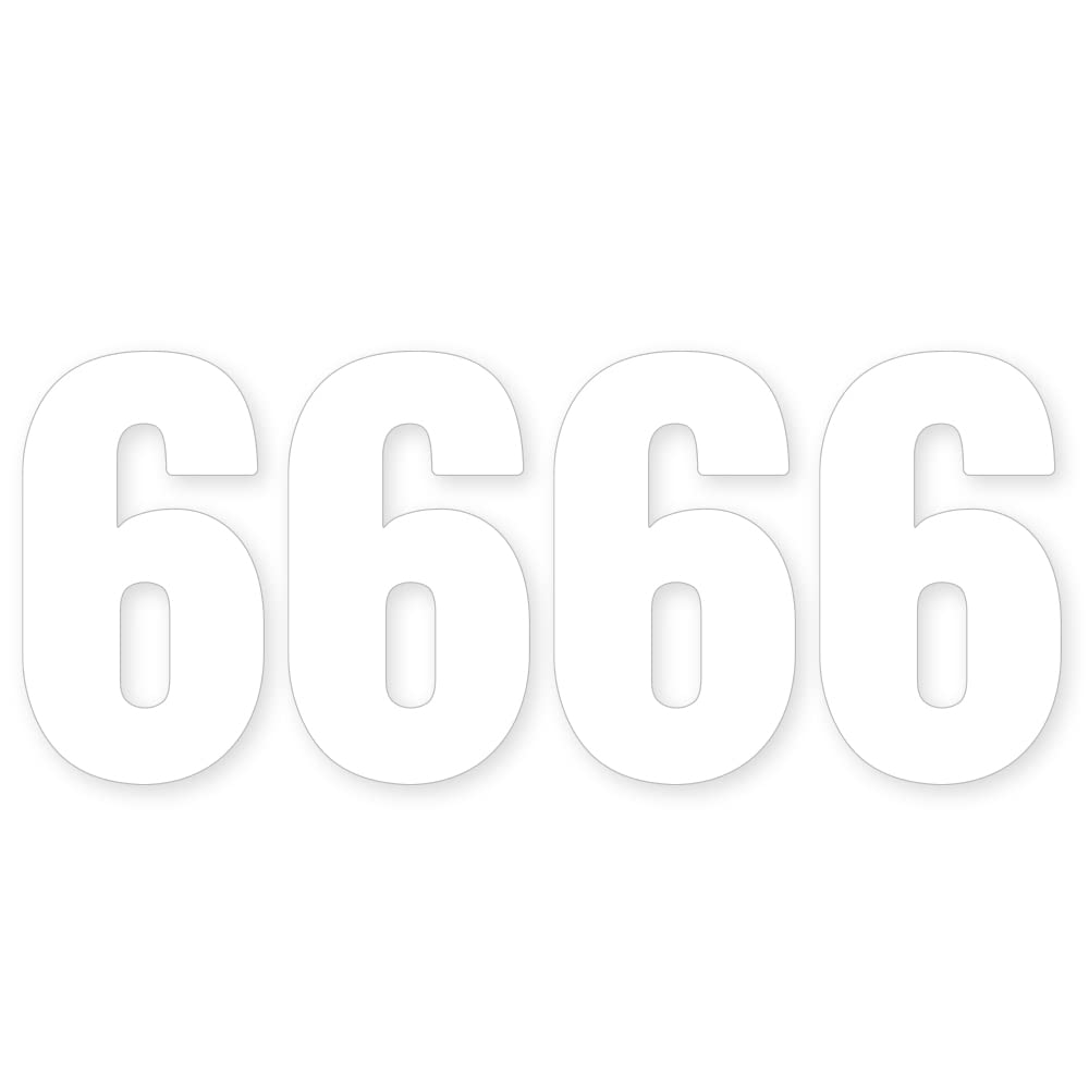 Pack of 4 Plain White Bin Number Stickers Number - 6 Waterproof (17 cm ...