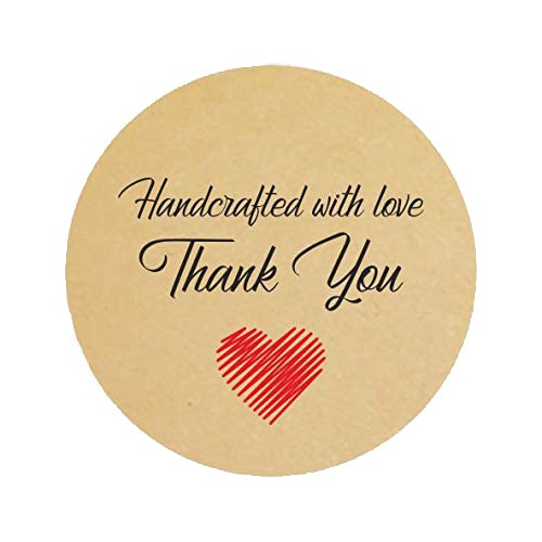 Josco's Handcrafted with Love & Thankyou Round Classic Yellow Stickers ...