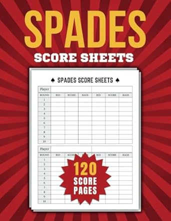 Spades Score Sheets: 120 Score Pads for Scorekeeping – Spades Score ...