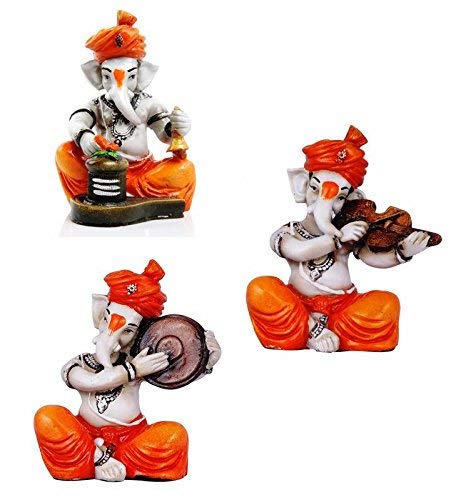 Buy SN Handicrafts Idols Polyresine Set of 3 Orange Dhoti & Turban ...