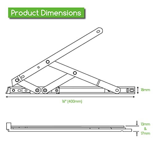Genius 16” (400mm) Retrofit UPVC Window Friction Stay Hinges Top Hung ...