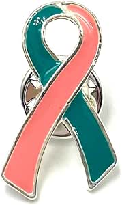 Amazon.com: Pink and Teal Ribbon/Lapel Hat Pin/BRCA, BRCA1, BRCA2 ...