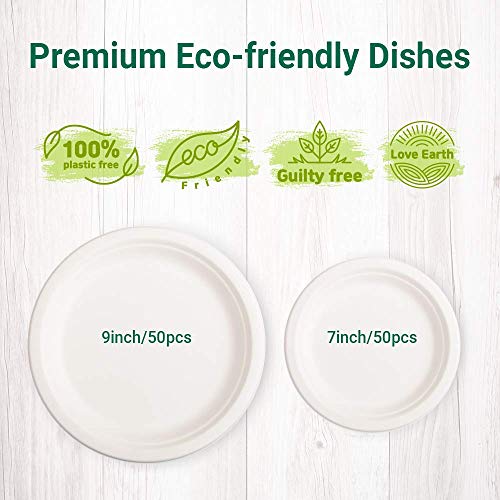 ECONY 280Pcs Disposable Dinnerware Set, Compostable Biodegradable ...