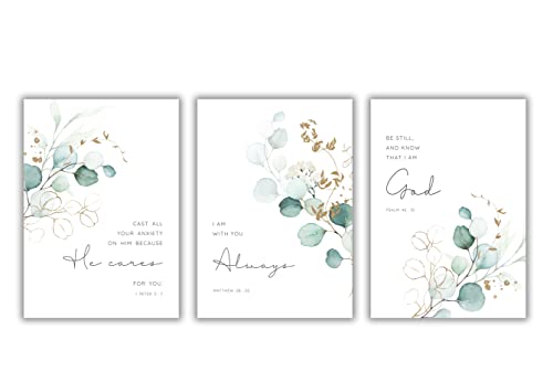 Botanical Bible Verses 3 Print Set, Christian Comforting Wall Art ...