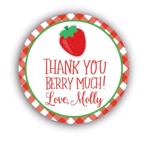 Amazon.com: Thank You Berry Much Strawberry Favor Stickers, Strawberry ...