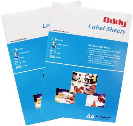 Oddy A4 Paper Label Stickers for Laser & Inkjet Printers | 65 Labels ...