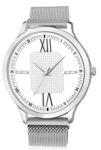 KV Men's Magnet Stainless Steel Analog Silver Dial Quartz Wrist Watch ...