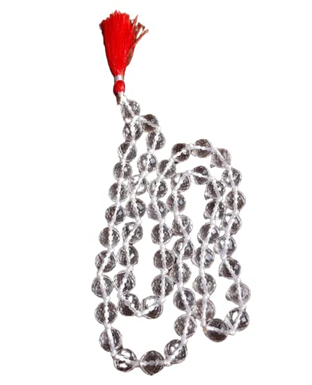 ADI Jewels Natural Shining Crystal Quartz Jaap Mala 108 Beads Diamond ...