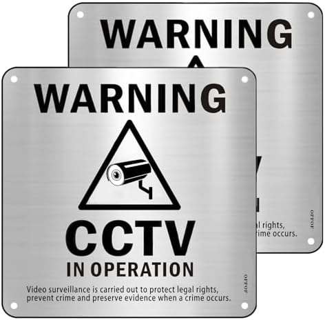 OFFOF 2 Pack CCTV In Operation Sign 15x15cm Camera Metal Sign CCTV ...