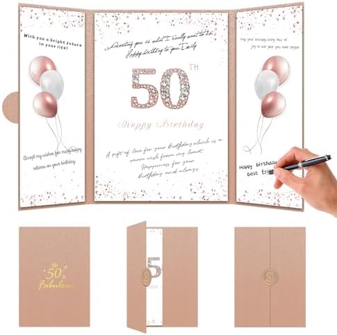Amazon.com: Crenics Rose Gold 50th Birthday Decorations, Creative 50th ...