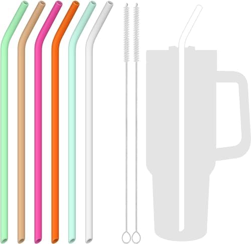 Amazon.com: Premium Reusable Silicone Straws for Stanley 40 Oz Tumbler ...