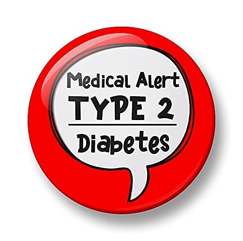 Type 1, Type 2 Diabetes Pin Button Badge, Medical Alert, 32mm ...