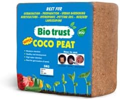 Bio Trust Cocopeat 5kg Block | cocopeat for Plants Growing| Coco Peat Growing Medium for Terrace ...