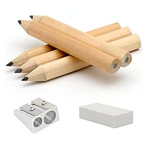 AUTEMOJO Short Triangular Fat Pencils for Kids Writing and Drawing, 3.5 ...