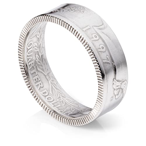 Amazon.com: Handcrafted Silver Quarter Coin Ring - 'Heads' Design ...