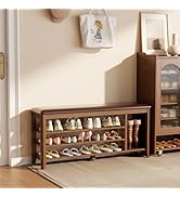 Amazon.com: KASLANDI Small Shoe Bench with Storage, Wooden Shoe Storage ...