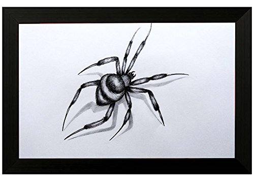 Pintura 'BandW Spider Design' Canvas Framed Painting (Vinyl Board, 45. ...