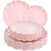 Amazon.com | LIYH 24 Pcs Pink Plates Reusable, Pink Plastic Scalloped ...