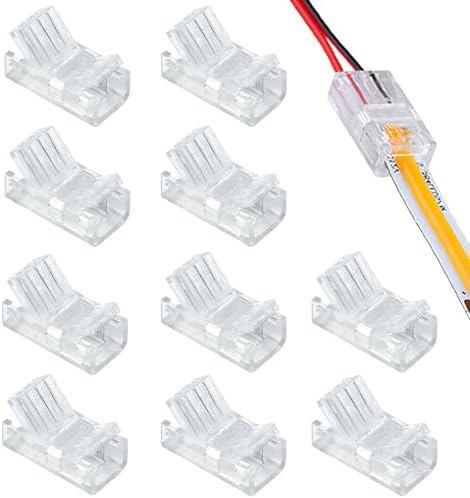 10Pcs 2-Pin COB LED Strip Connectors, 8mm Unwired Clips Connectors ...