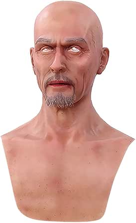 Amazon.com: SUAISKR Silicone Old Man Mask Soft Realistic Face Skin Head ...