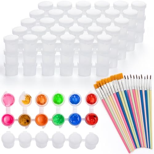 Amazon.com : 24 Strips 144 Pots Empty Paint Pots Strips Mini Acrylic ...