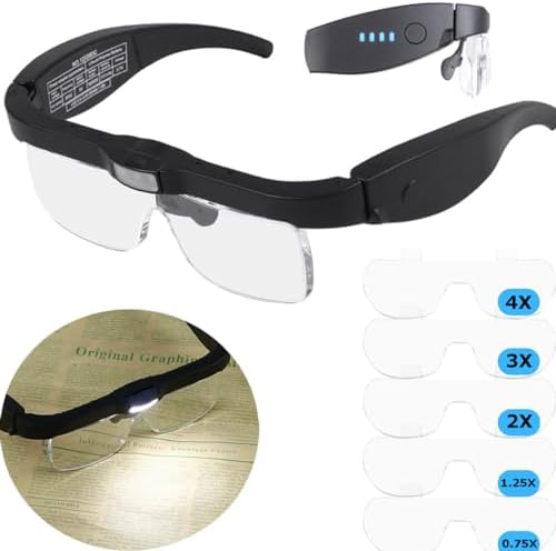 5 Lens Head Magnifier with 3 Lights, Hands Free Magnifying Glasses for ...
