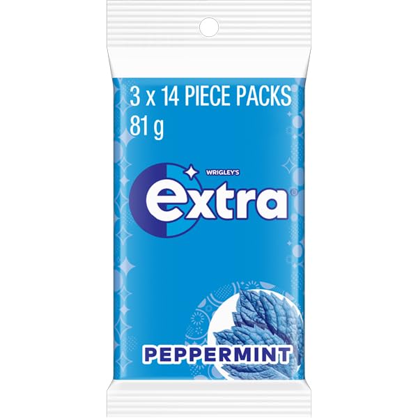 Extra Peppermint, Sugar Free Chewing Gum, 3 Packets With 14 Pieces ...