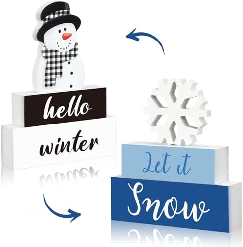 Amazon.com: Purpeak Reversible Winter Wooden Table Sign Double Side ...