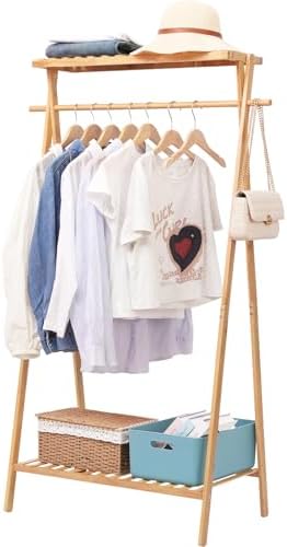 Amazon.com: Finnhomy Bamboo Clothes Rack Portable Extra Large Garment ...