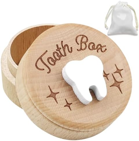 Amazon.com: Zalengine Tooth Fairy Box with Storage Pouch, Wooden Tooth ...