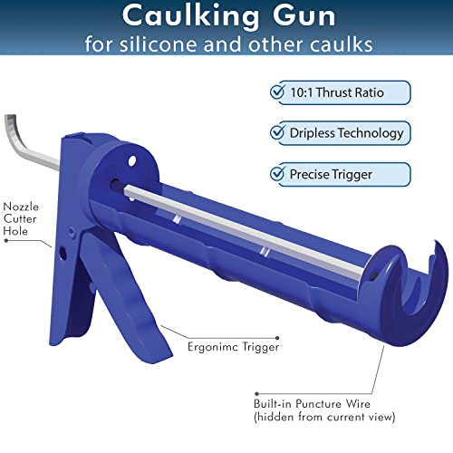 Snapklik.com : Clear Silicone Sealant + Caulk Gun + Caulking Tool Kit ...